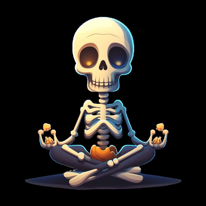 Halloween Meditation Skeleton Digital File, Halloween Design, Halloween ...