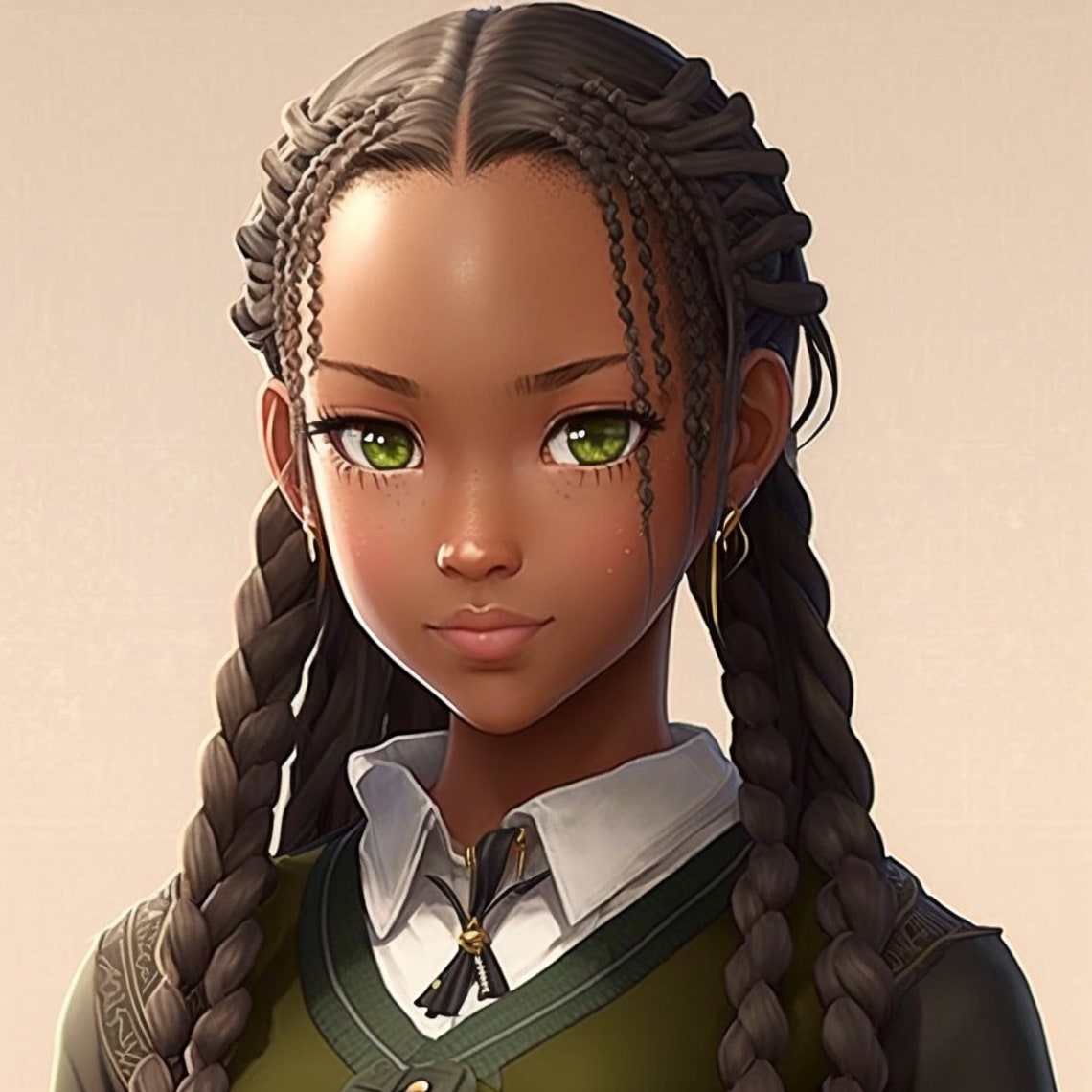 African American Anime Girl Digital File, Anime Girl Design, Anime Art ...