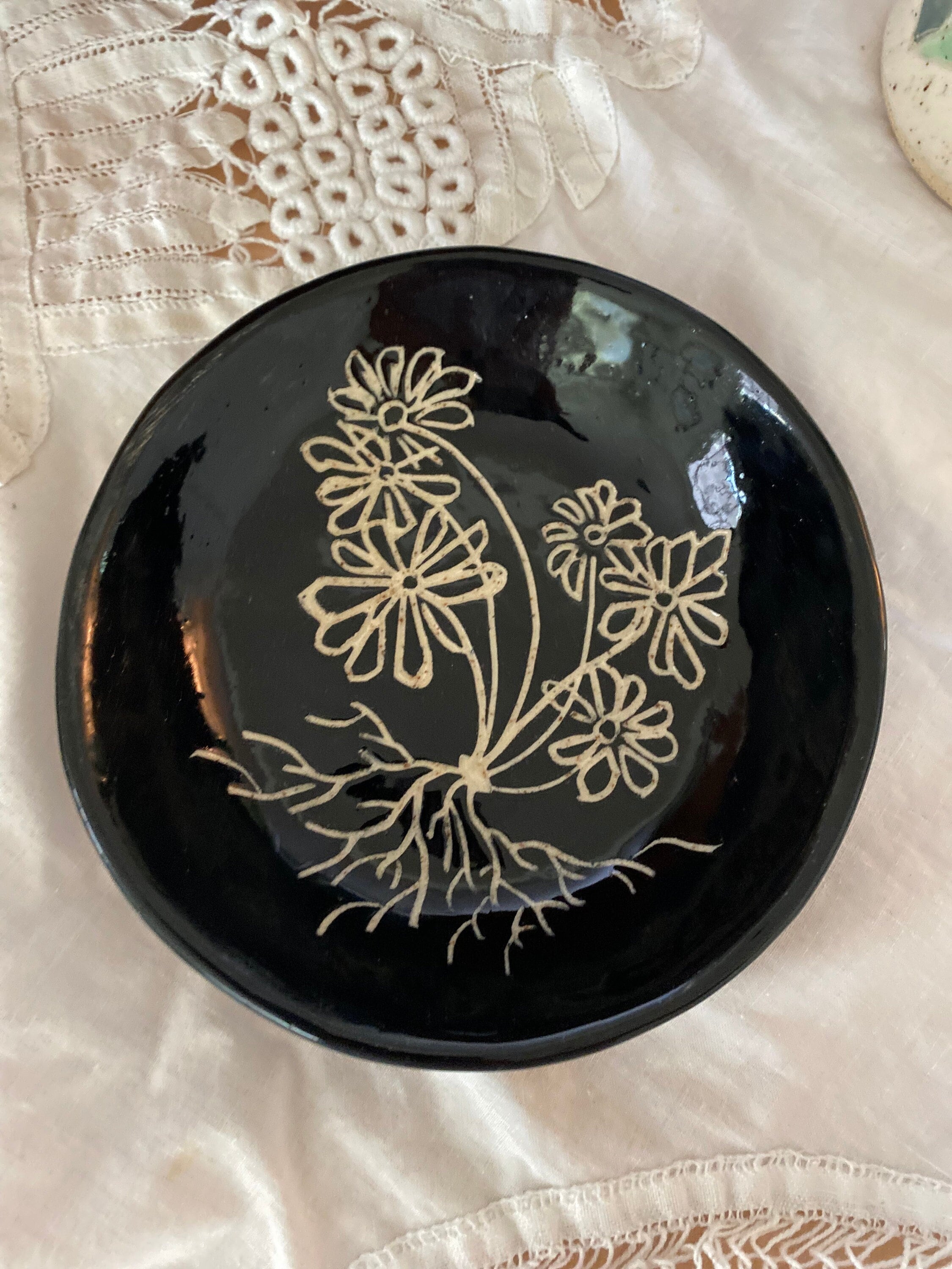 Bowl With Sgraffito Flower - Etsy