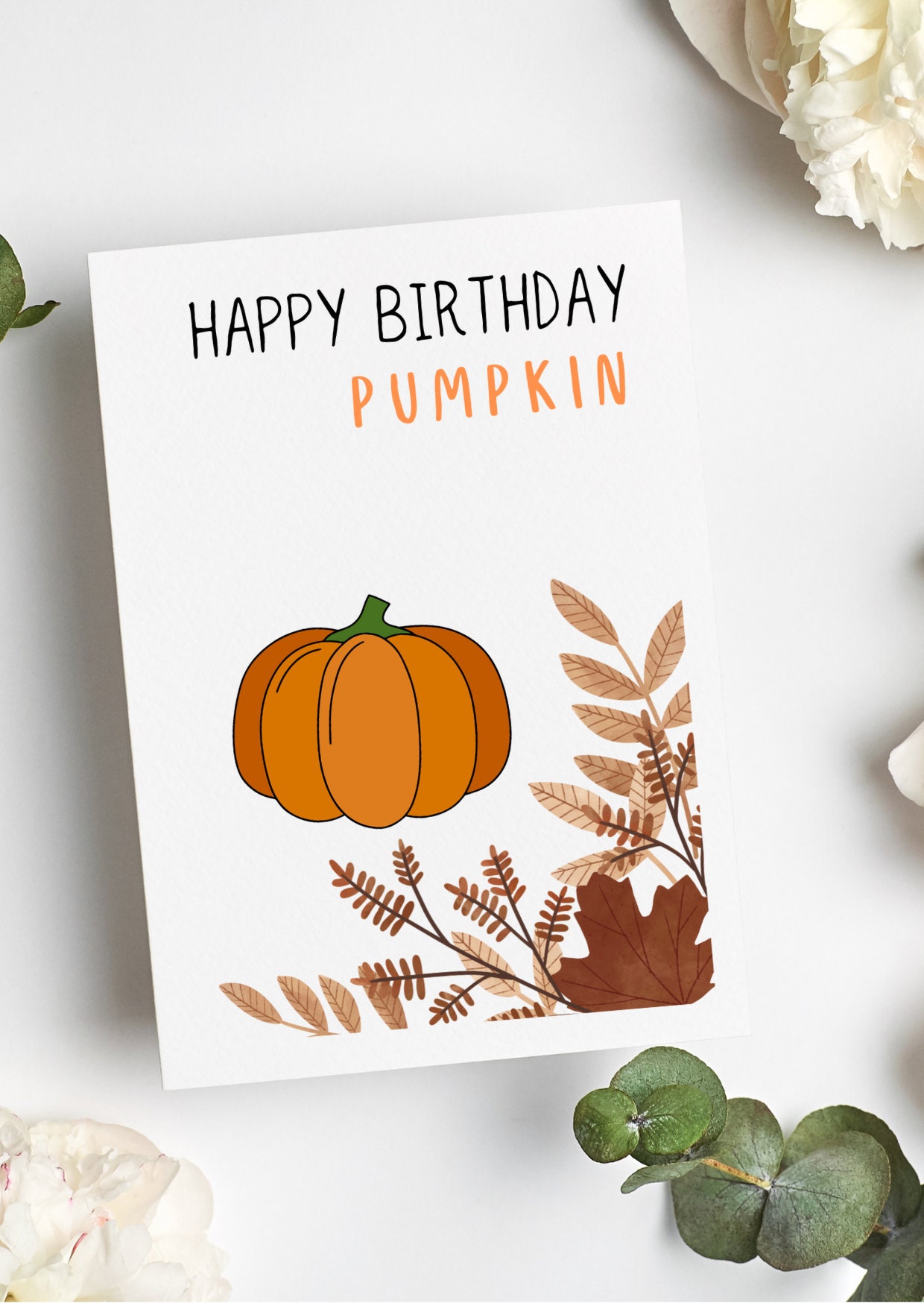 Fall Birthday Card, Pumpkin Birthday Card, Birthday Card for Her/him ...