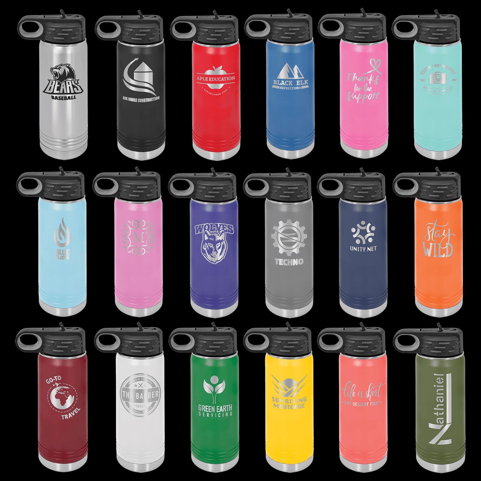 20oz Custom LDS Temples Laser Engraved Insulated Water Bottle, Mormon ...