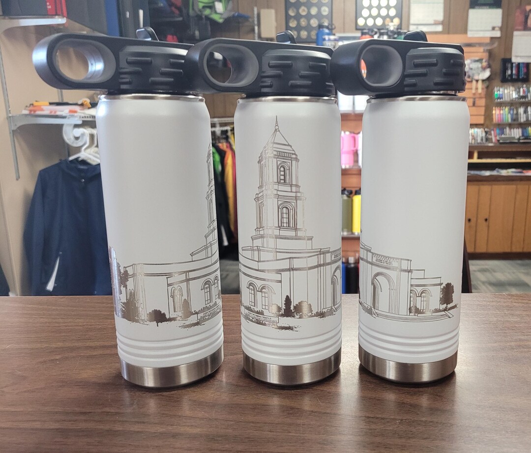 20oz Custom LDS Temples Laser Engraved Insulated Water Bottle, Mormon ...