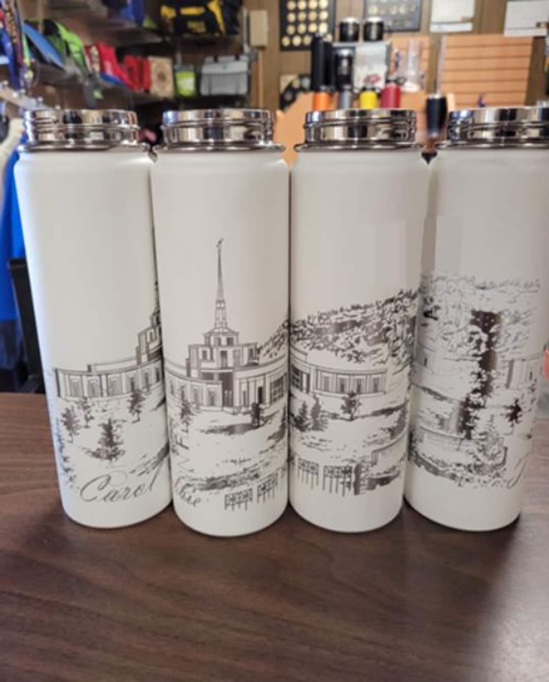 20oz Custom LDS Temples Laser Engraved Insulated Water Bottle, Mormon ...