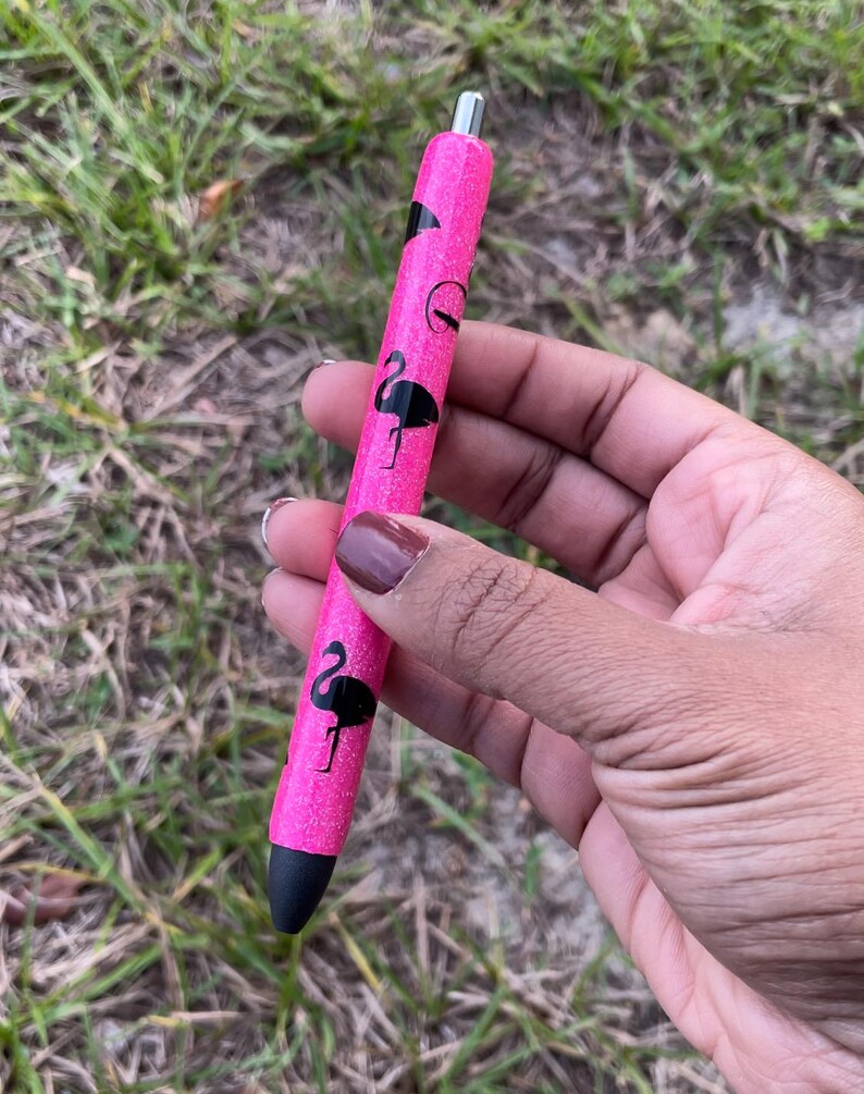 Flamingo Print Pen | Glitter Pen | Refillable - Etsy