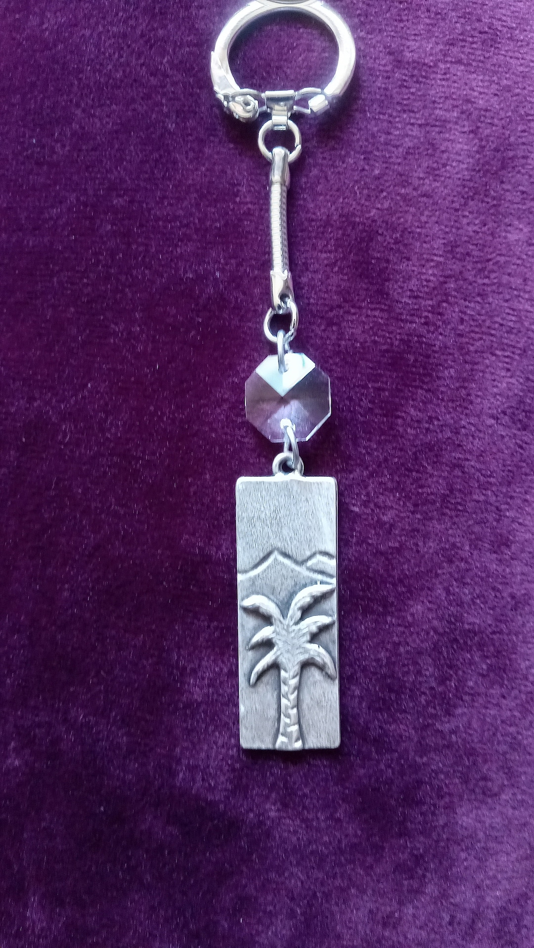 Rectangle Palm Tree Keychain With Crystal - Etsy