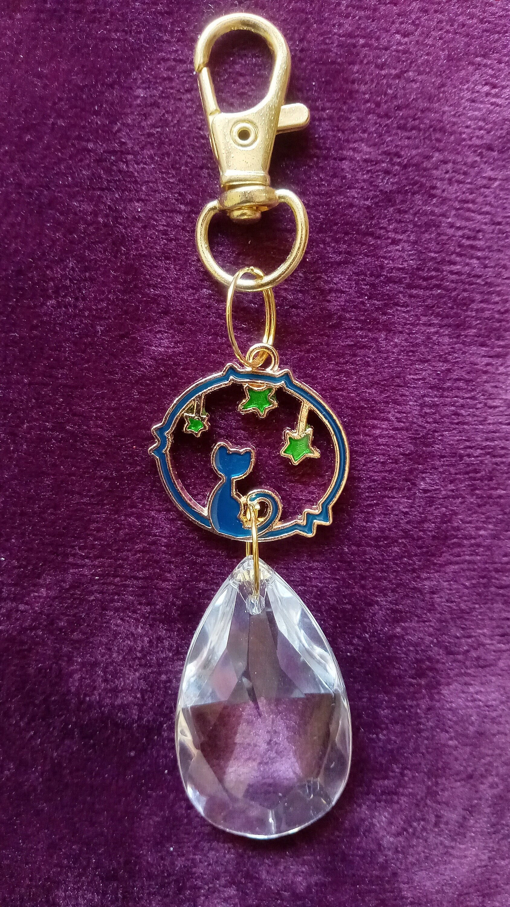 Stubby Cat Silhouette Keychain With Chandelier Crystal - Etsy