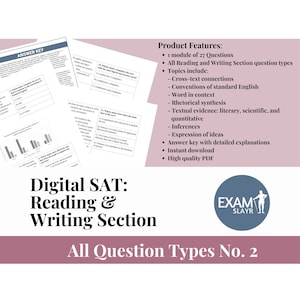Digital SAT Reading and Writing Module - All Question Types No. 2 - Etsy