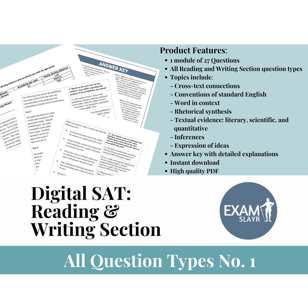 Digital SAT Reading and Writing Module - All Question Types No. 1 - Etsy