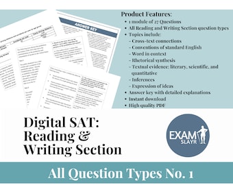 Digital SAT Reading and Writing Module - All Question Types No. 2 - Etsy