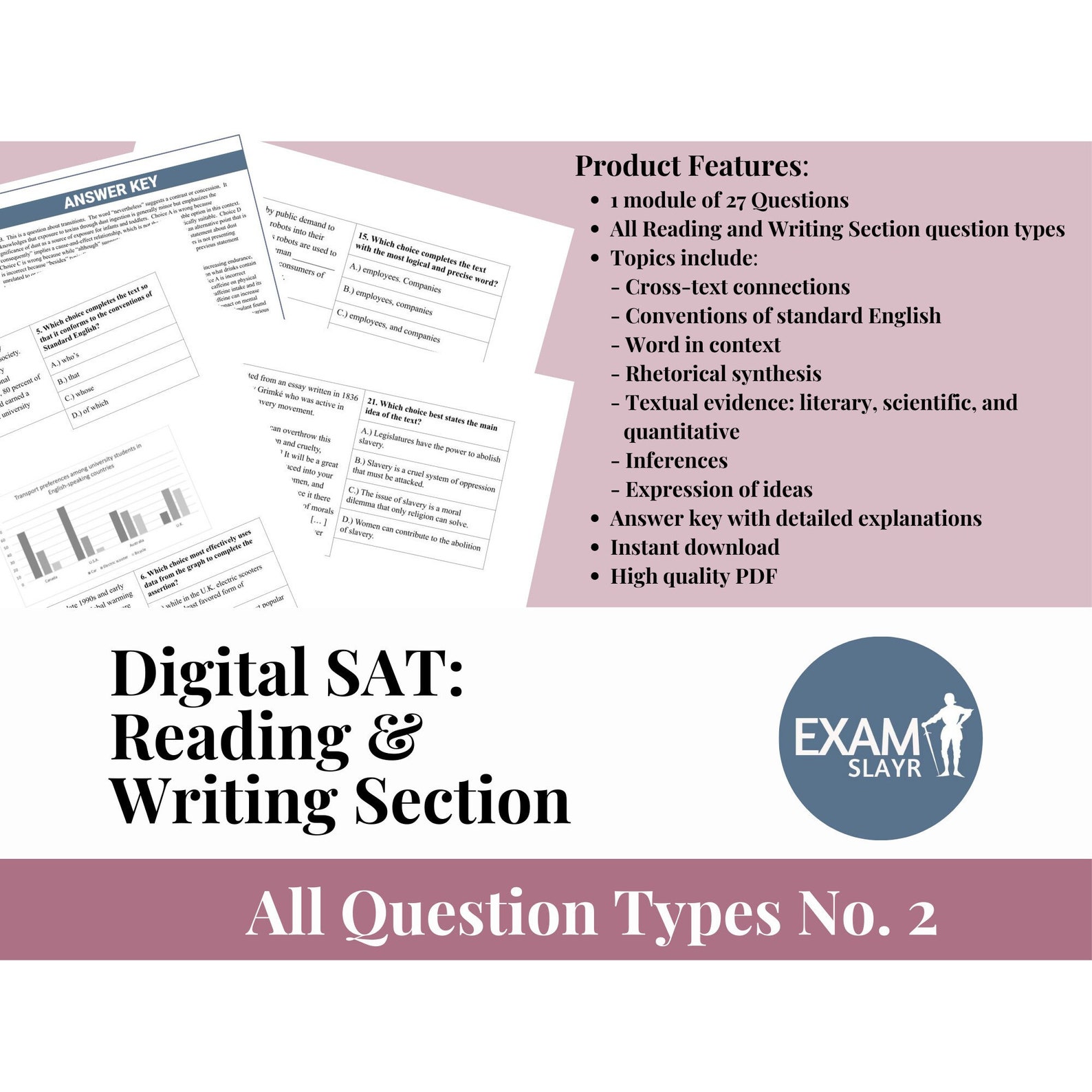 Digital SAT Reading and Writing Module - All Question Types No. 2 - Etsy