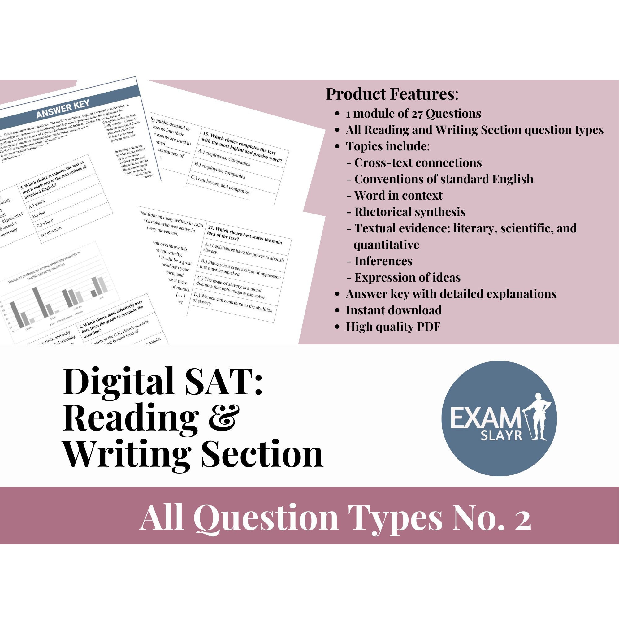 Digital SAT Reading and Writing Module - All Question Types No. 2 - Etsy