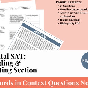 Digital SAT Reading and Writing Module 27 Authentic Digital - Etsy