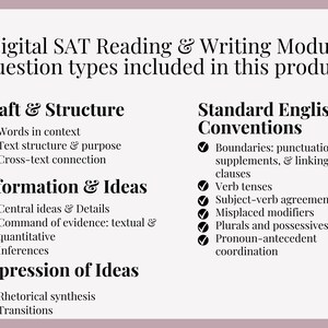 Digital SAT Reading and Writing Module - All Question Types No. 2 - Etsy