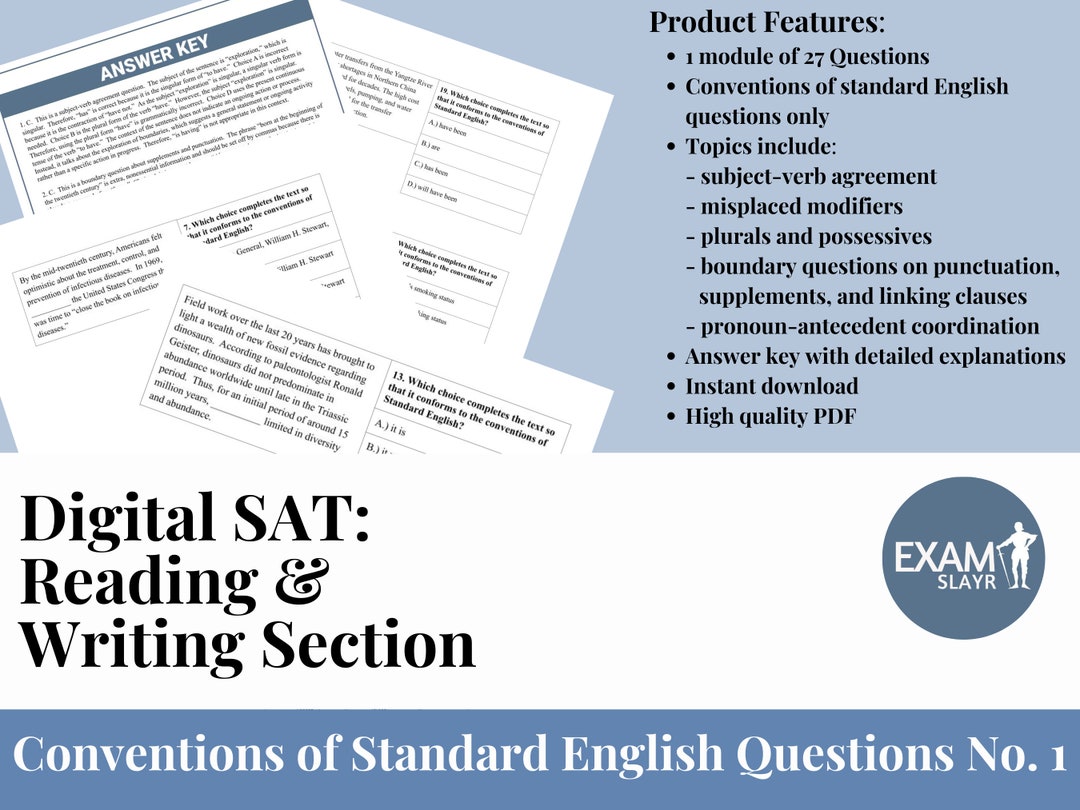 Digital SAT Reading and Writing Module Conventions of - Etsy