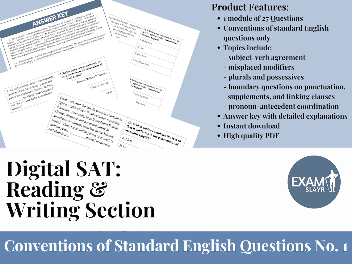 Digital SAT Reading and Writing Module Conventions of - Etsy