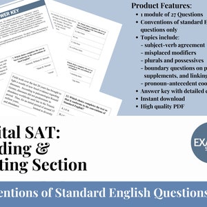 Digital SAT Reading and Writing Module Conventions of - Etsy