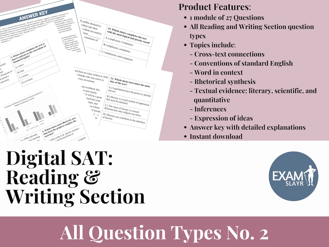 Digital SAT Reading and Writing Module All Question Types - Etsy
