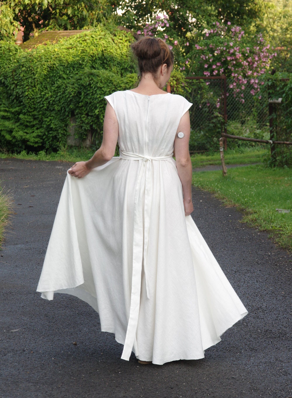 Bridal Linen Dress, Linen White Dress, Linen Wedding Dress, Simple ...