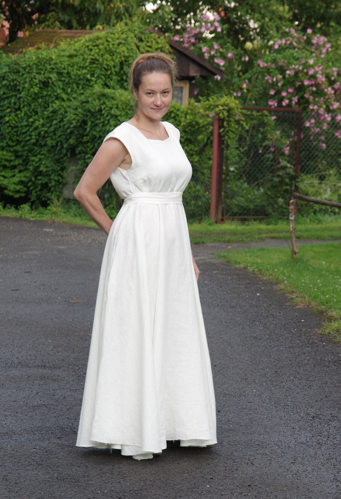 Bridal Linen Dress, Linen White Dress, Linen Wedding Dress, Simple ...