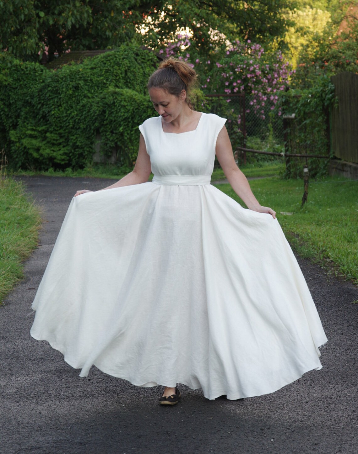 Bridal Linen Dress, Linen White Dress, Linen Wedding Dress, Simple ...