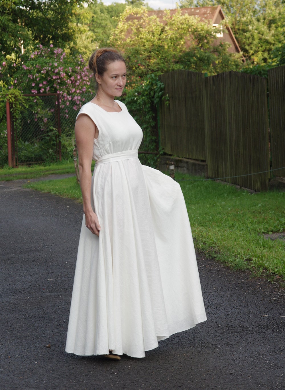 Bridal Linen Dress, Linen White Dress, Linen Wedding Dress, Simple ...