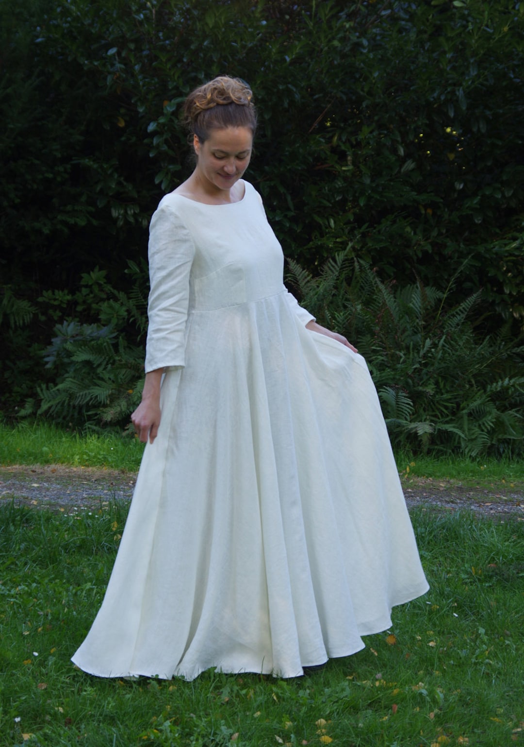 Bridal Linen Dress, Linen White Dress, Linen Wedding Dress, Simple ...