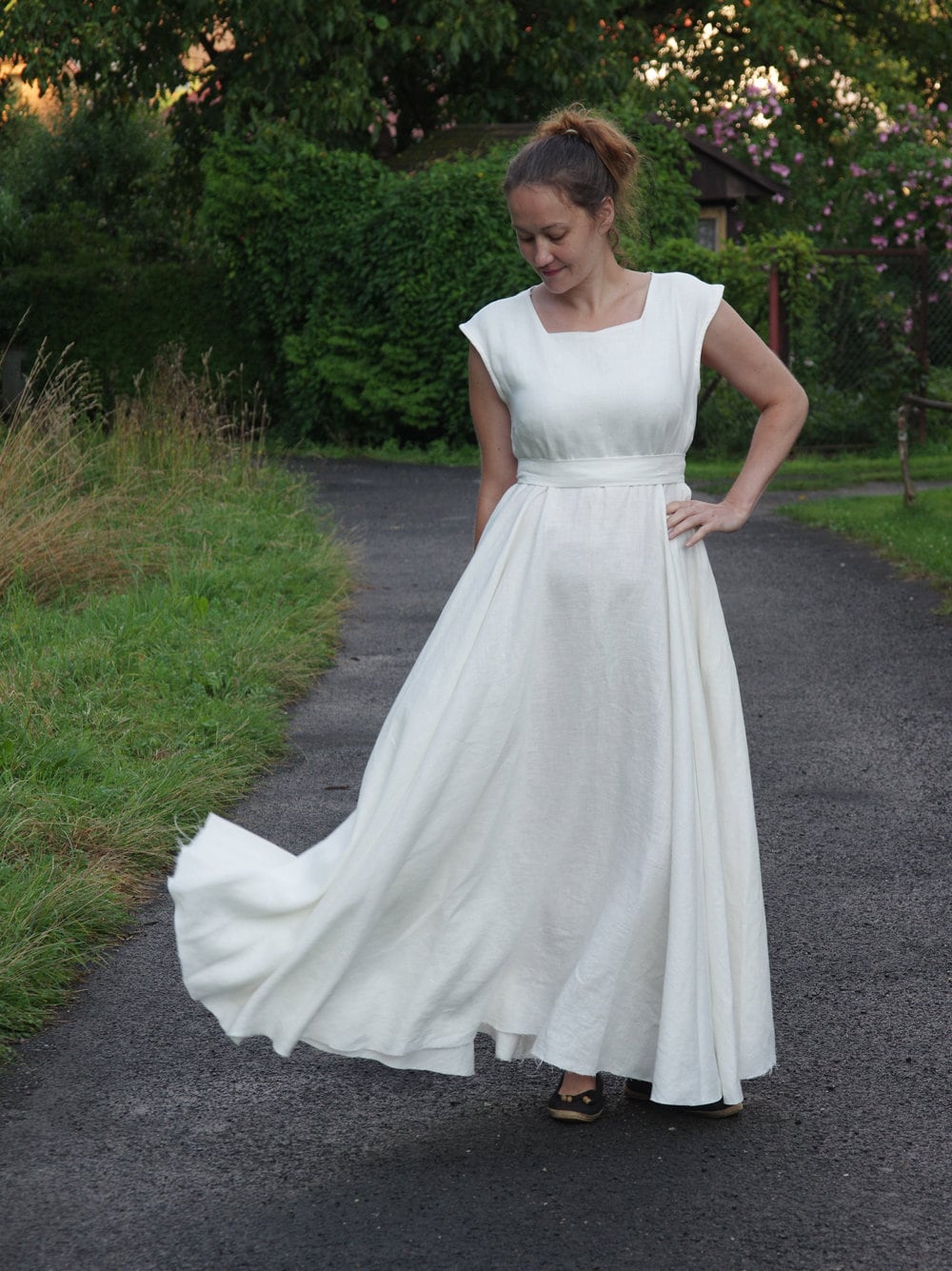 Bridal Linen Dress, Linen White Dress, Linen Wedding Dress, Simple ...
