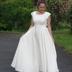 Bridal Linen Dress, Linen White Dress, Linen Wedding Dress, Simple ...