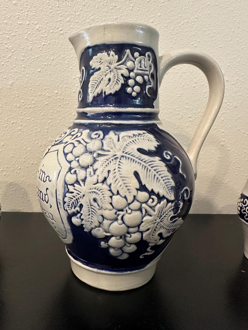 Gerz Vintage Stoneware Blue and Gray West Germany Wine Pitcher With ...
