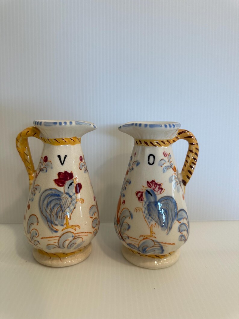 Vintage Olive Oil and Vinegar Pitchers Made in Italy Hand Painted ...
