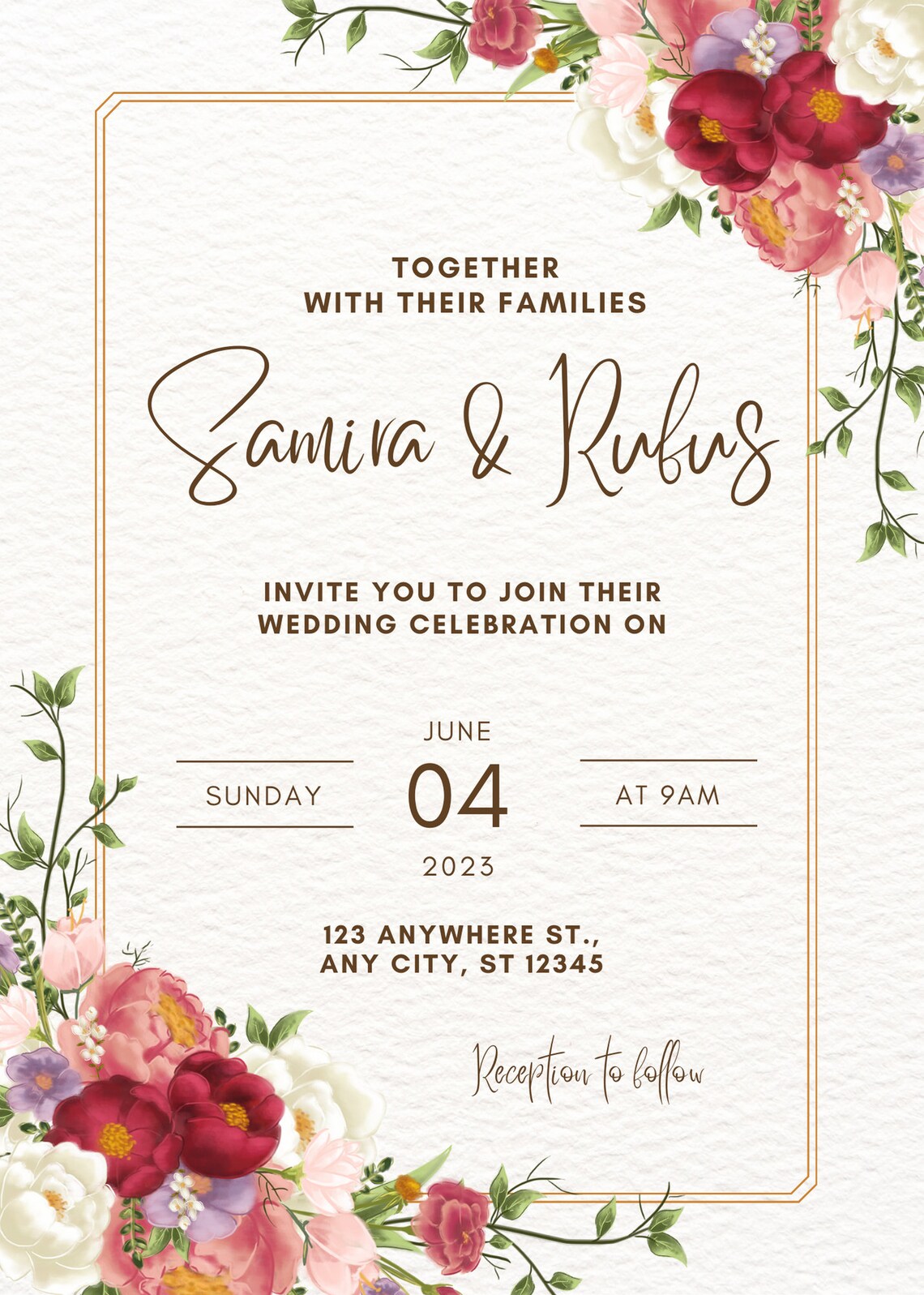 Editable Wedding Invitations Set Template, Instant Download Printable ...