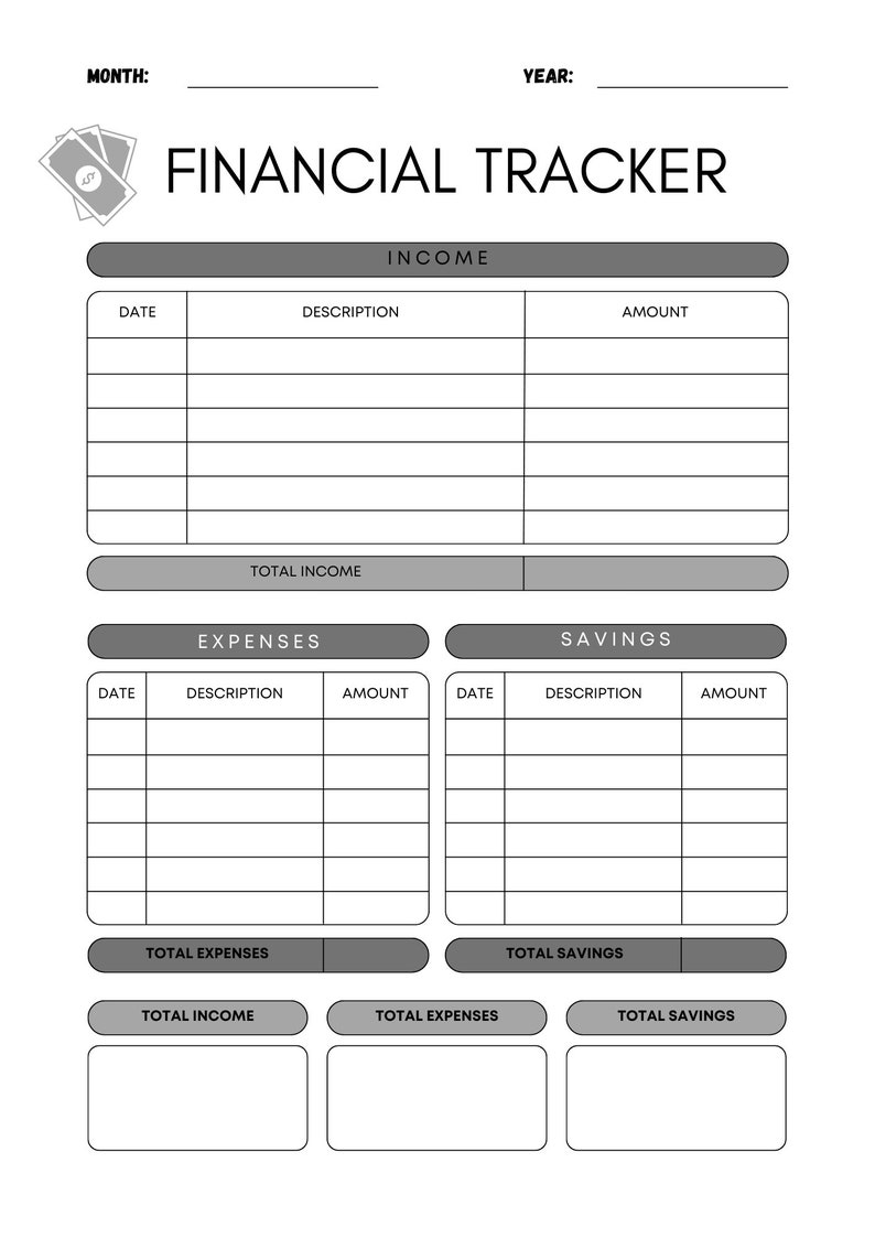 Financial Tracker Printable Pdf,expense Planner,daily Planner Pages ...