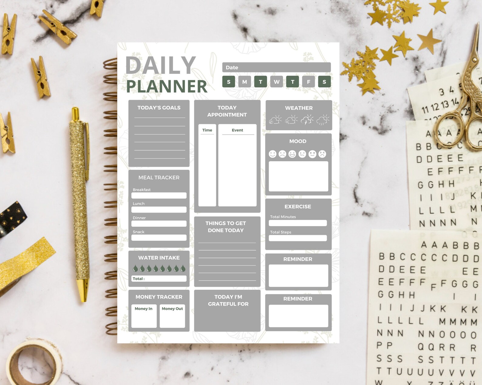 Printable Daily Planner Fillable, Daily to Do List, Productivity ...