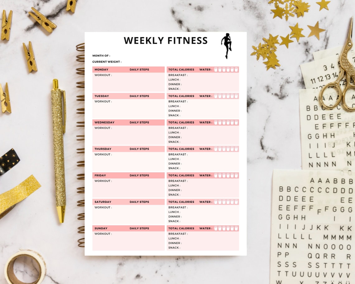 Weekly Workout Planner Printable, 7 Days Fitness Planner, Exercise ...