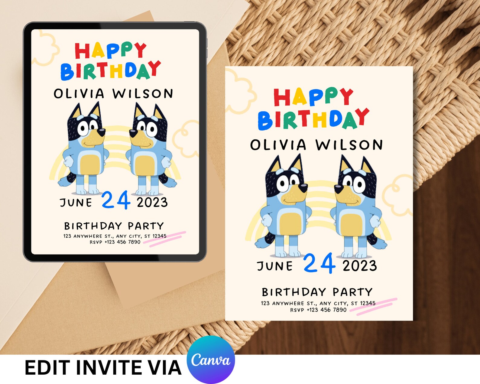Editable Bluey Party Invitation Bluey Birthday Invitation - Etsy