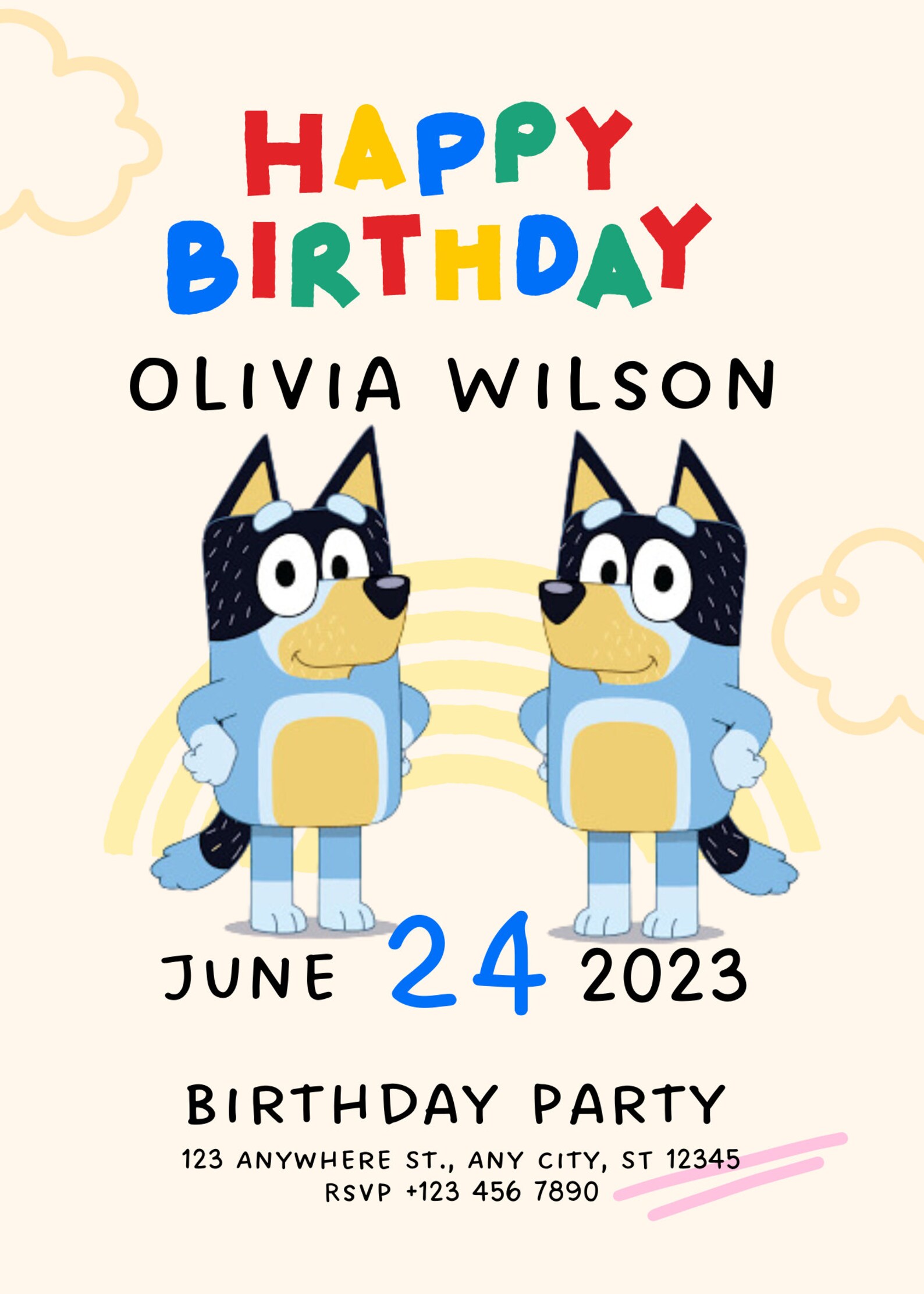Editable Bluey Party Invitation Bluey Birthday Invitation - Etsy