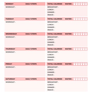 Weekly Workout Planner Printable, 7 Days Fitness Planner, Exercise ...
