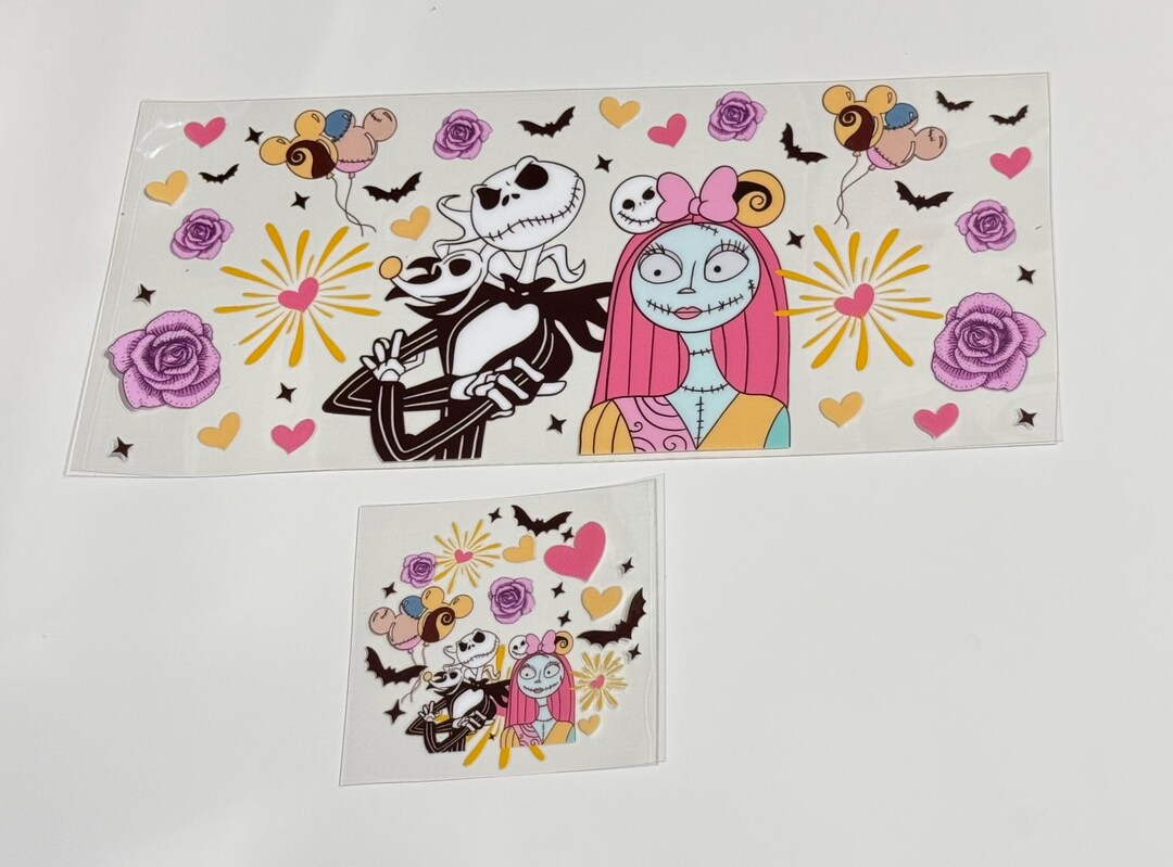 Jack/sally UV DTF Cup Wrap and Lid Decal for 16oz Libbey Glass - Etsy