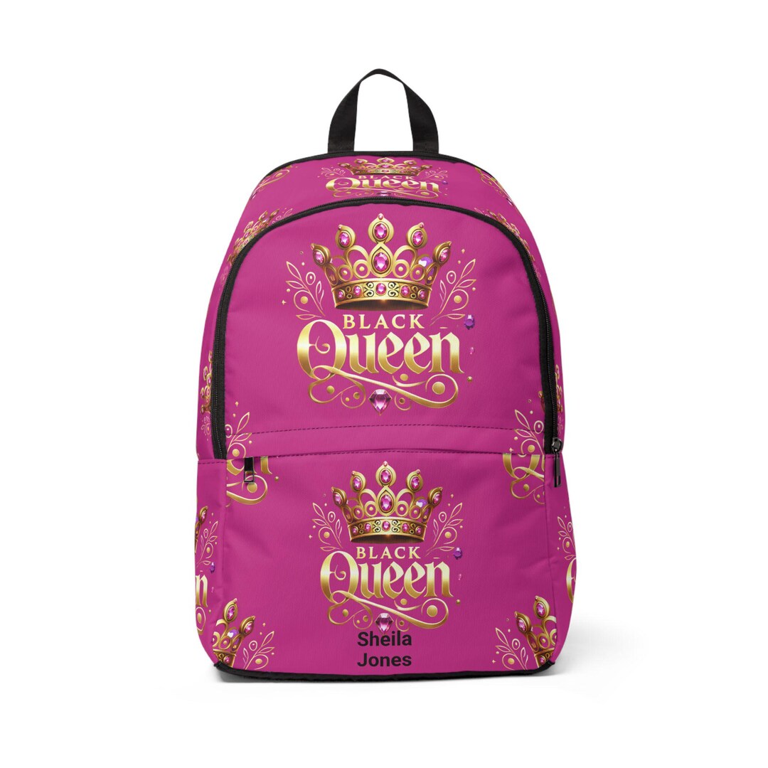 Crowned Beauty Backpack - Stylish Black Queen Fabric Backpack for ...