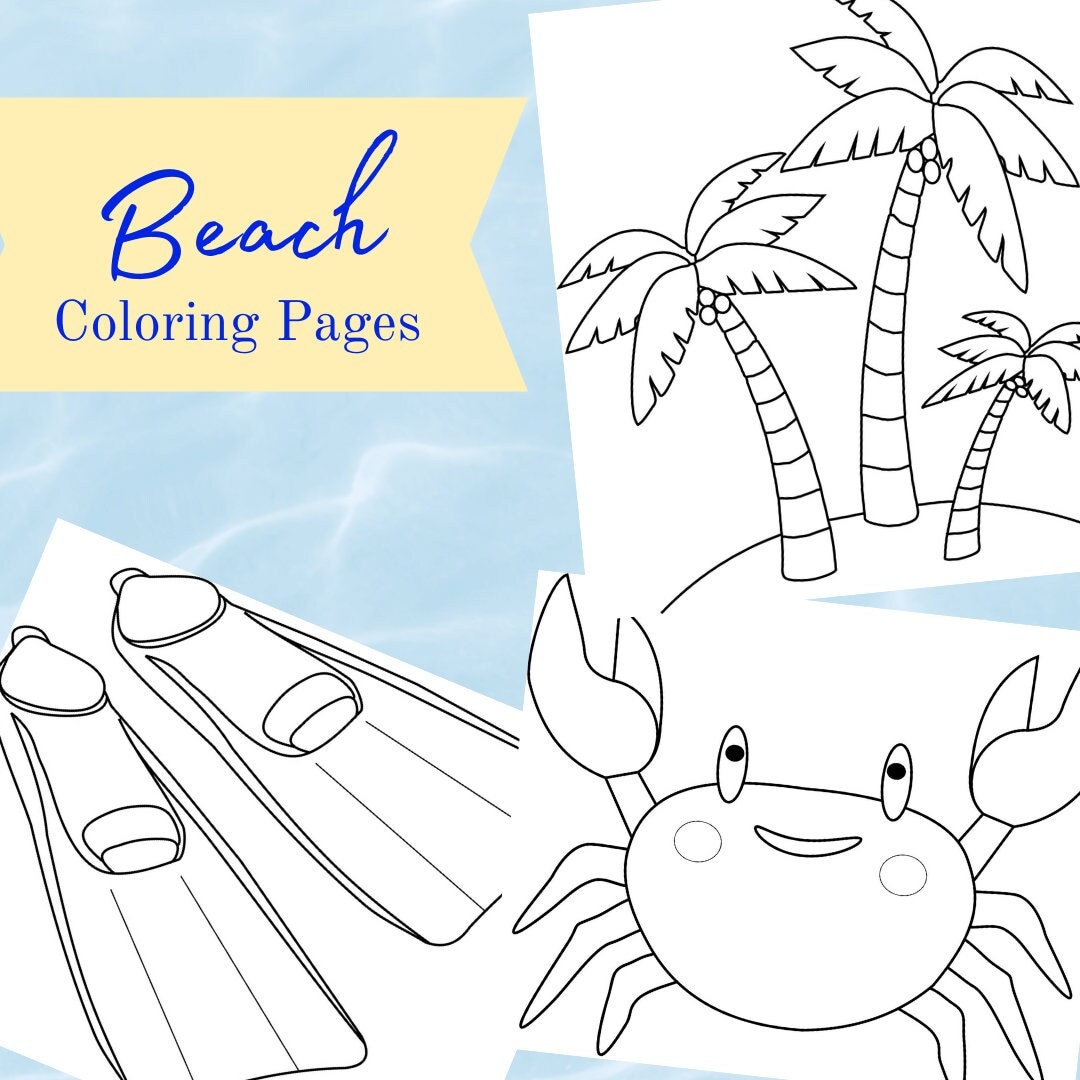 20 Beach-themed Coloring Pages for Children, Instant Download - Etsy