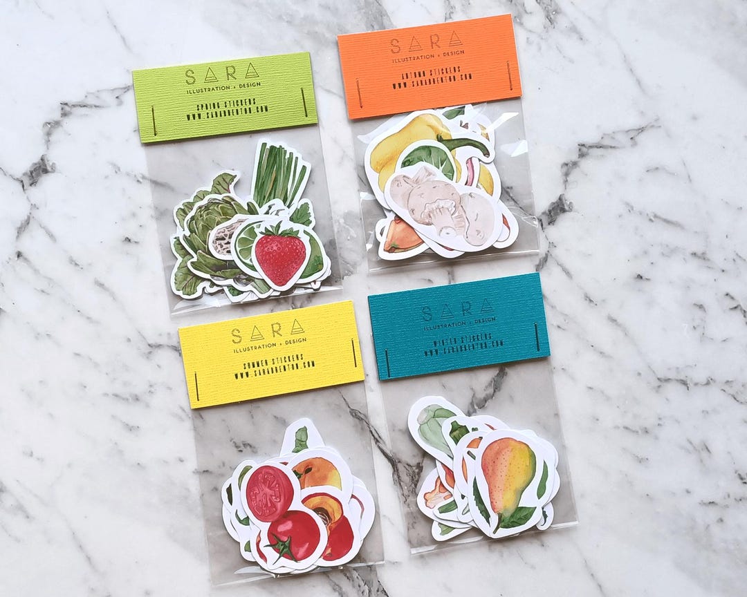 Four Seasons Glossy Sticker Set (4 Packs Included): Handmade Fruit ...