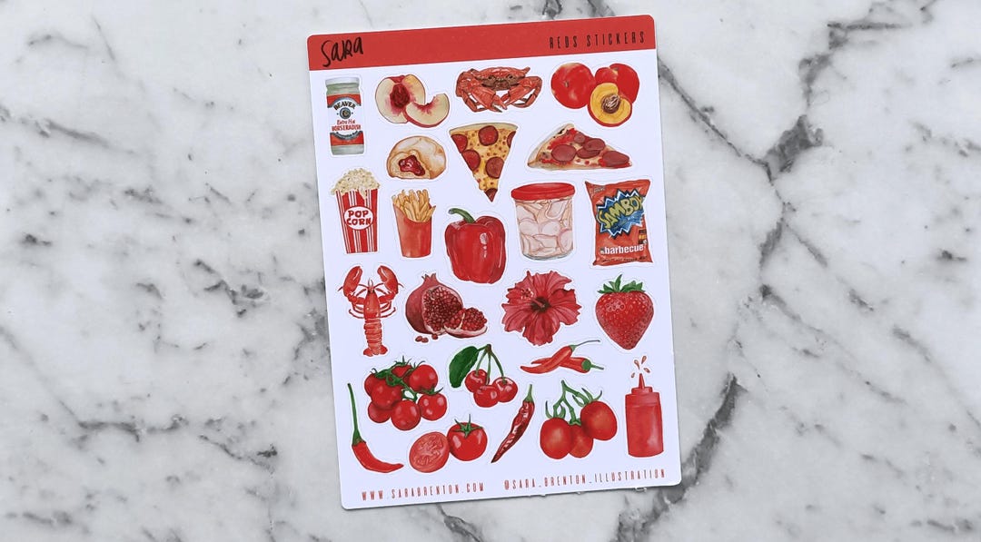Red Food & Drink Sticker Sheet (small): Watercolour Planner Stickers - Etsy