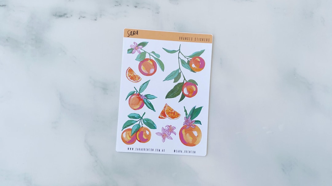 Orange Stickers (small): Glossy Citrus Fruit Watercolour Decals - Etsy