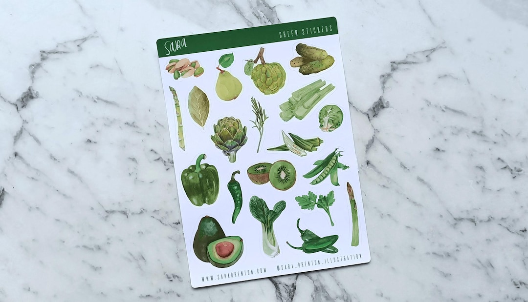 Green Produce Watercolour Stickers (small) – Hand-painted Food ...