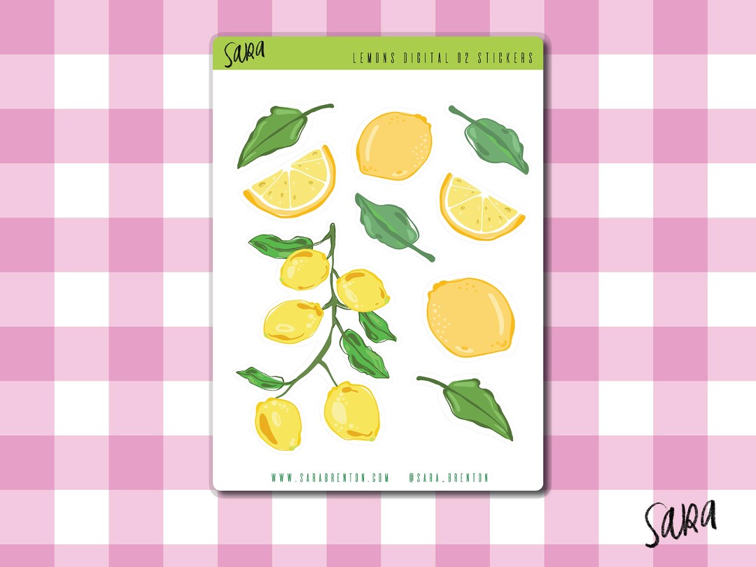 Lemon Stickers 03 (small): Watercolor Citrus Planner Stickers - Etsy