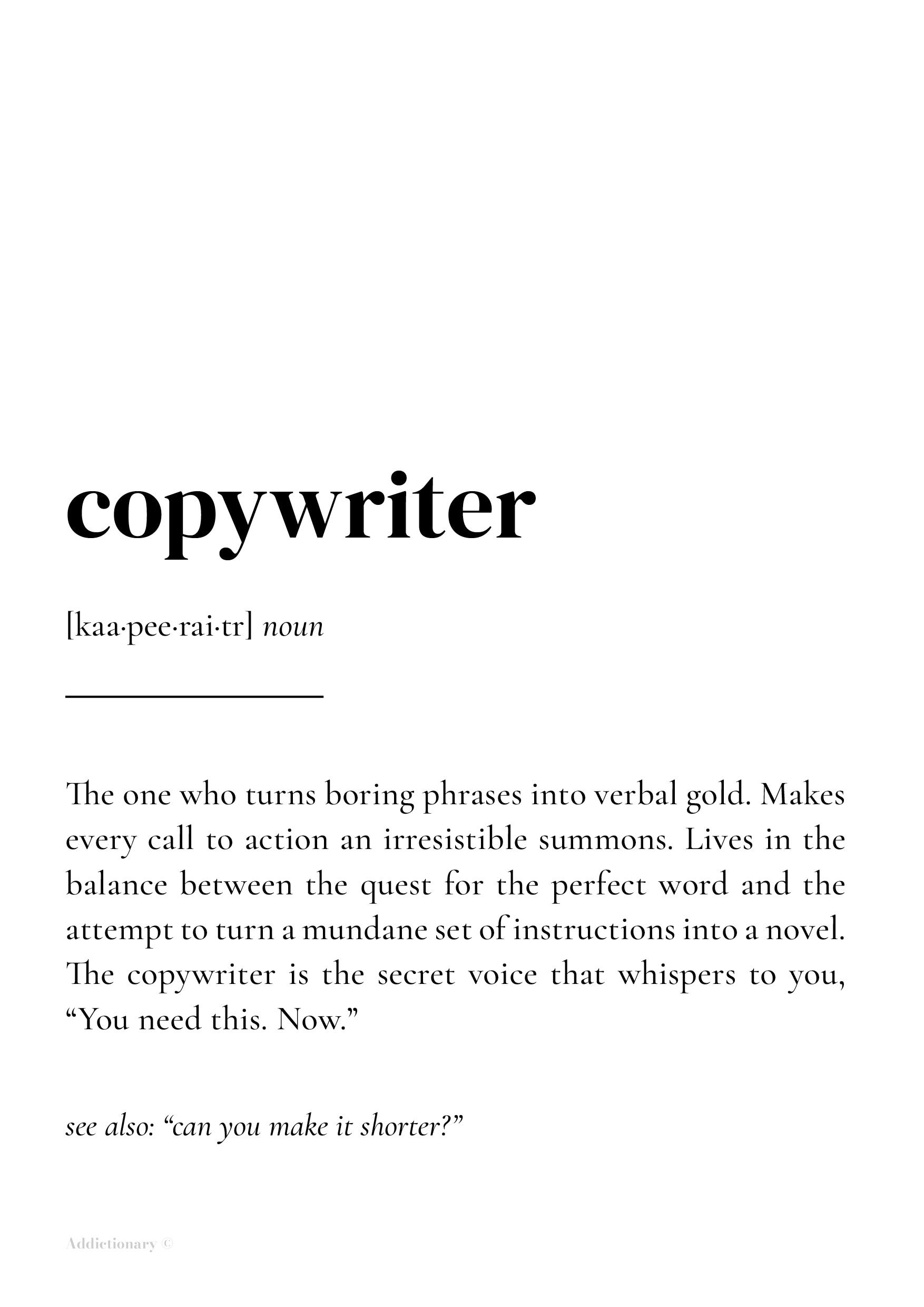 Copywriter Poster Definition, Printable Design / Graphic Wall Art ...