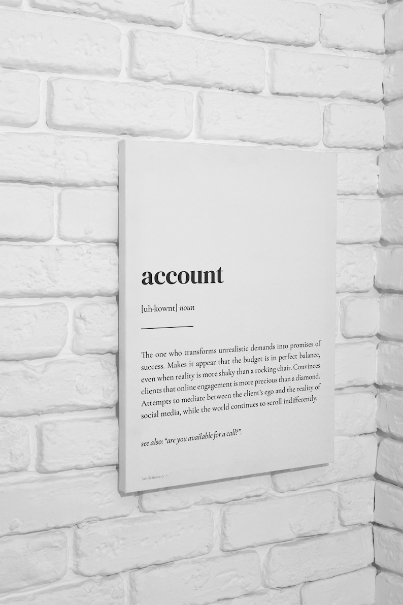 Account Poster Definition, Printable Design / Account Art, Printed ...