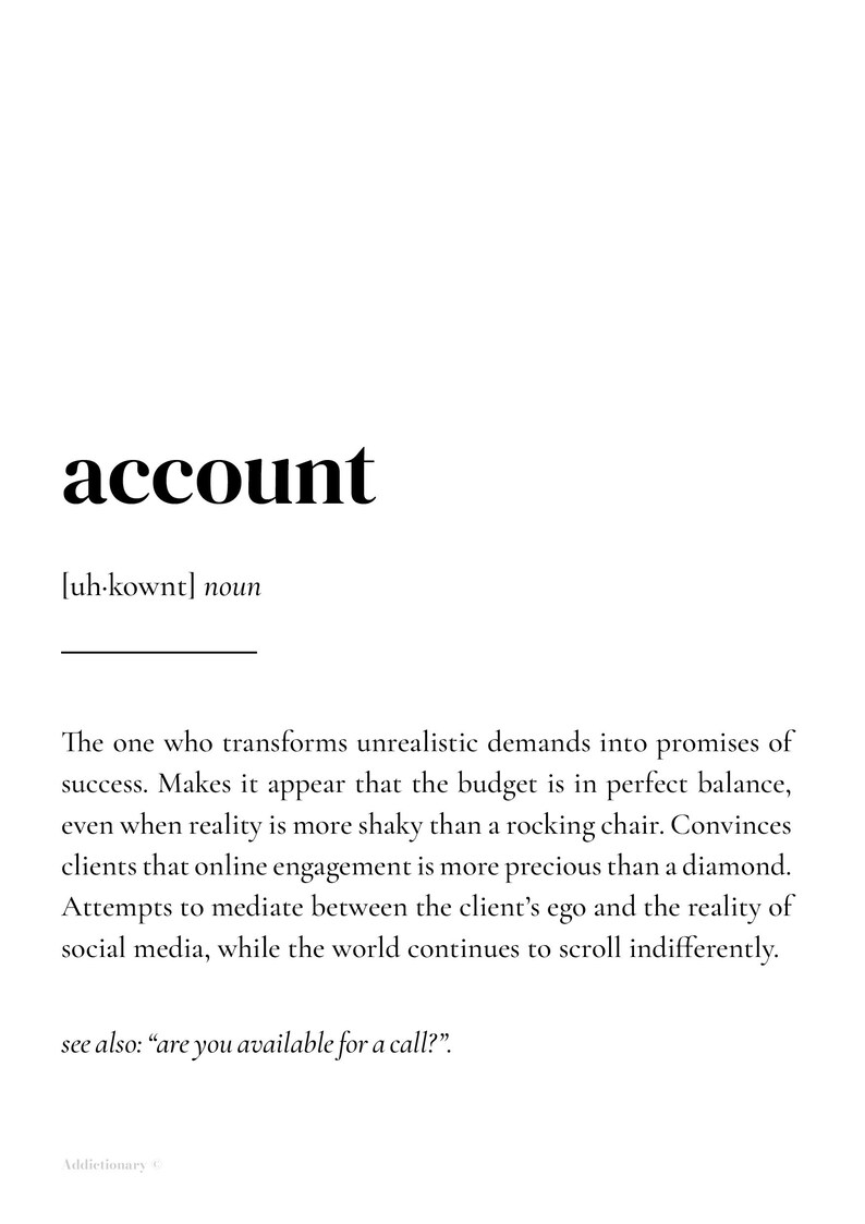 Account Poster Definition, Printable Design / Account Art, Printed ...