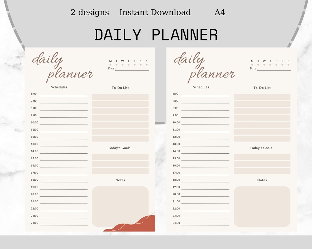 Daily Planner Printable Basic Daily Planner Daily Journal - Etsy