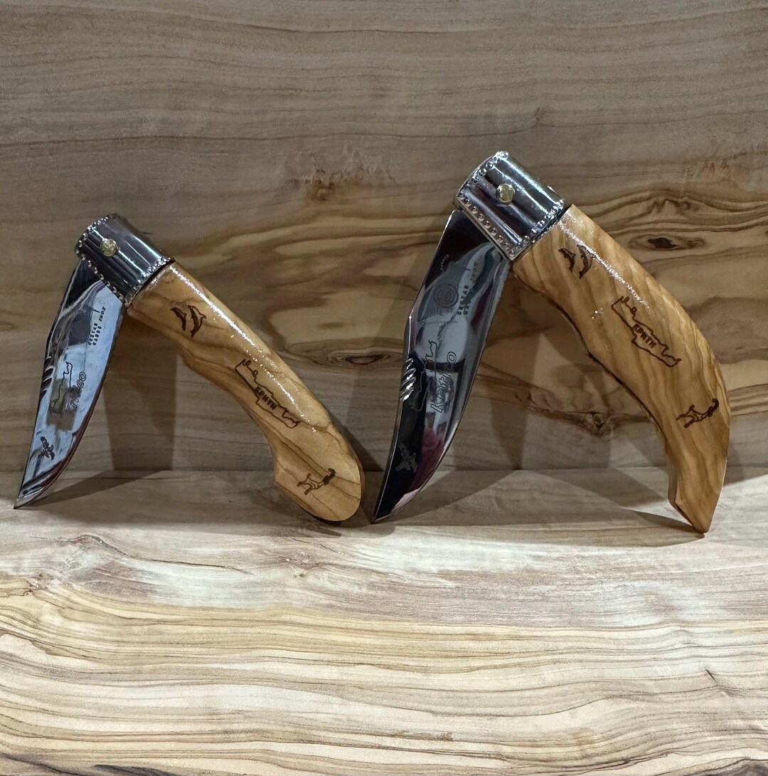 Handmade Cretan Folding Knife, Stainless Steel With Olivewood Handle - Etsy